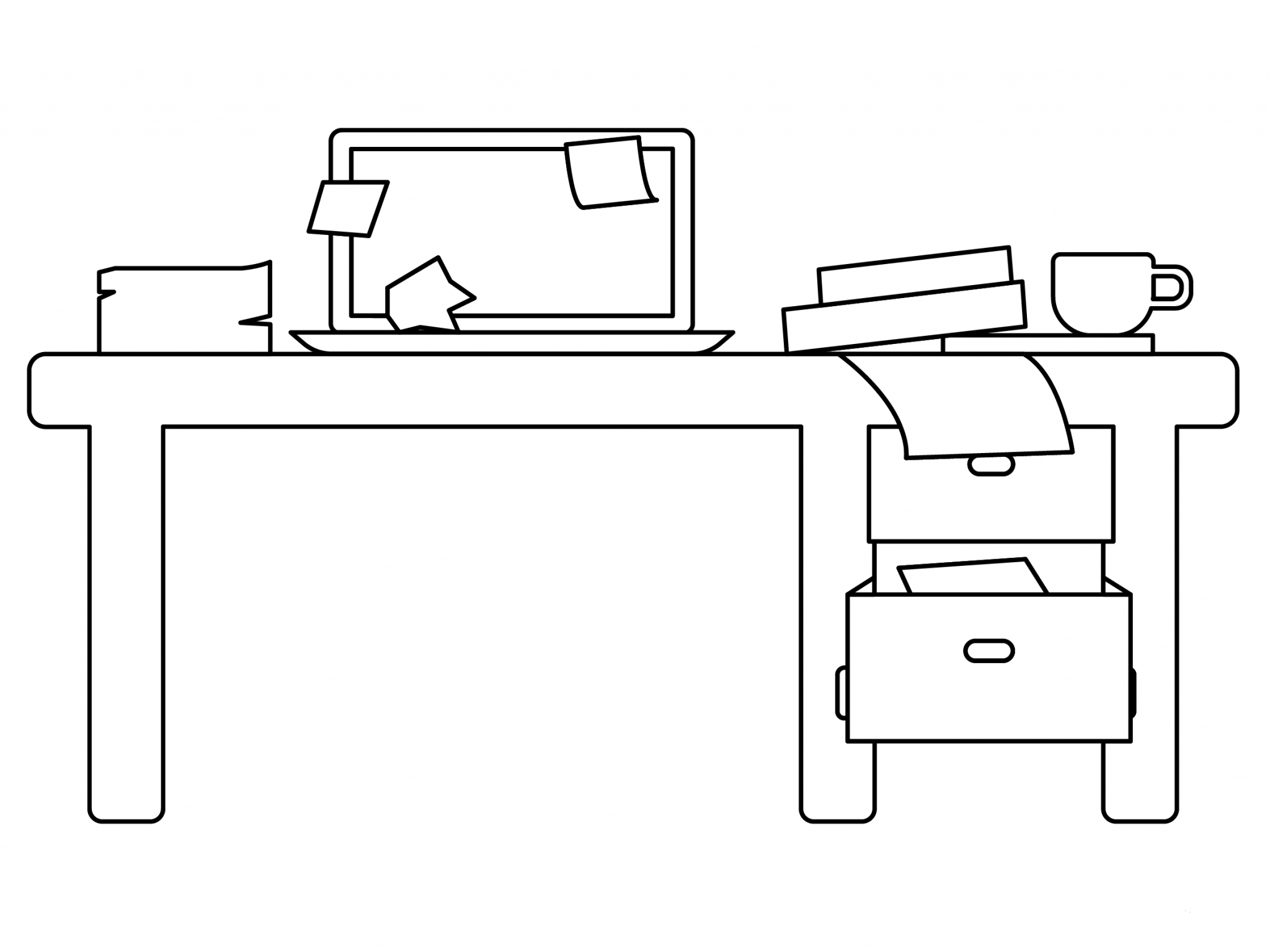 Messy Desk coloring page - ColouringPages