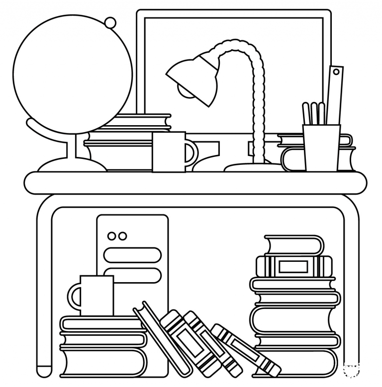 Messy Desk coloring page - ColouringPages