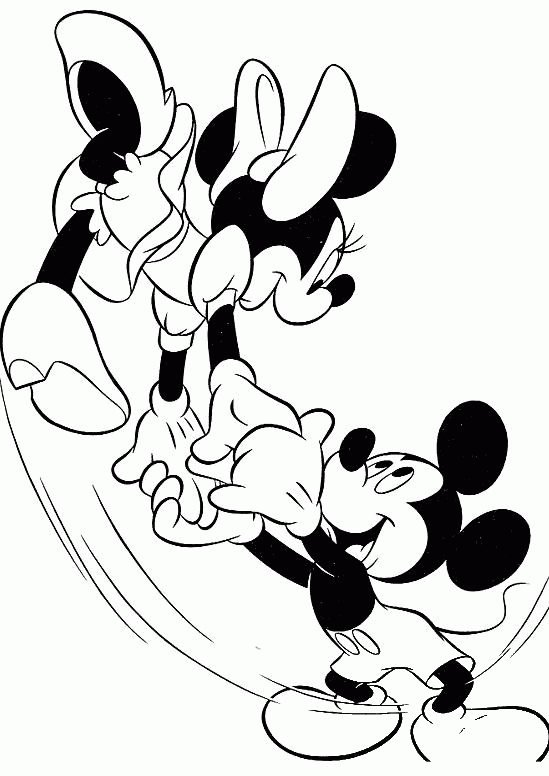 Mickey and Minnie Mouse Dancing coloring page - ColouringPages