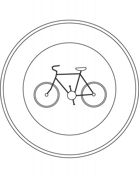 "No Bicycles" Sign in France coloring page - ColouringPages
