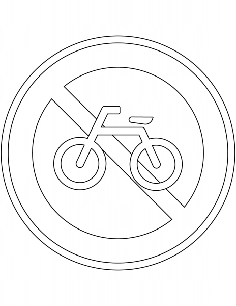 "No Bicycles" Sign in South Korea coloring page - ColouringPages