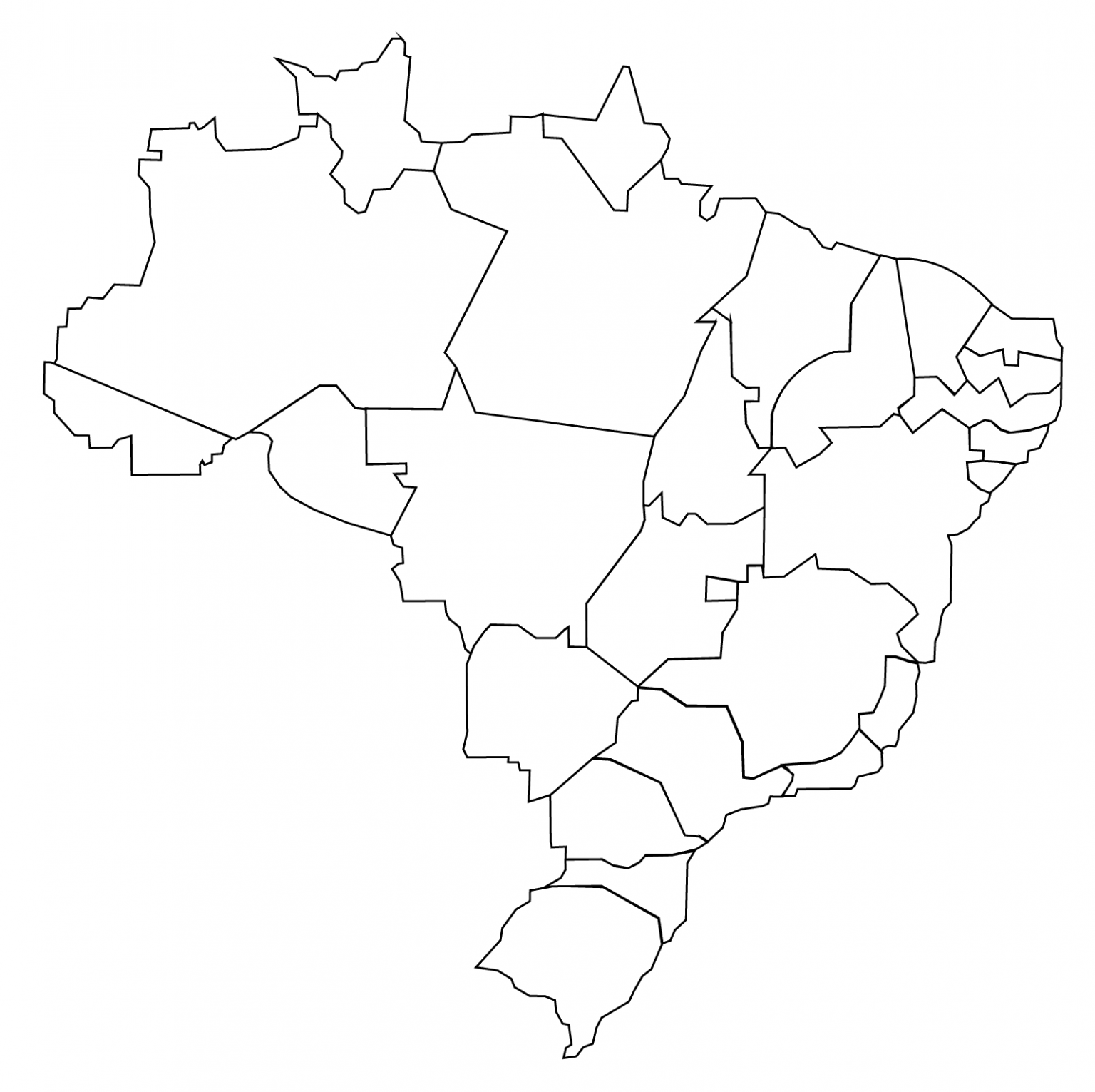 Outline Map of Brazil with States coloring page - ColouringPages