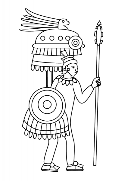 Aztec Warrior Depiction in Codex Mendoza coloring page - ColouringPages