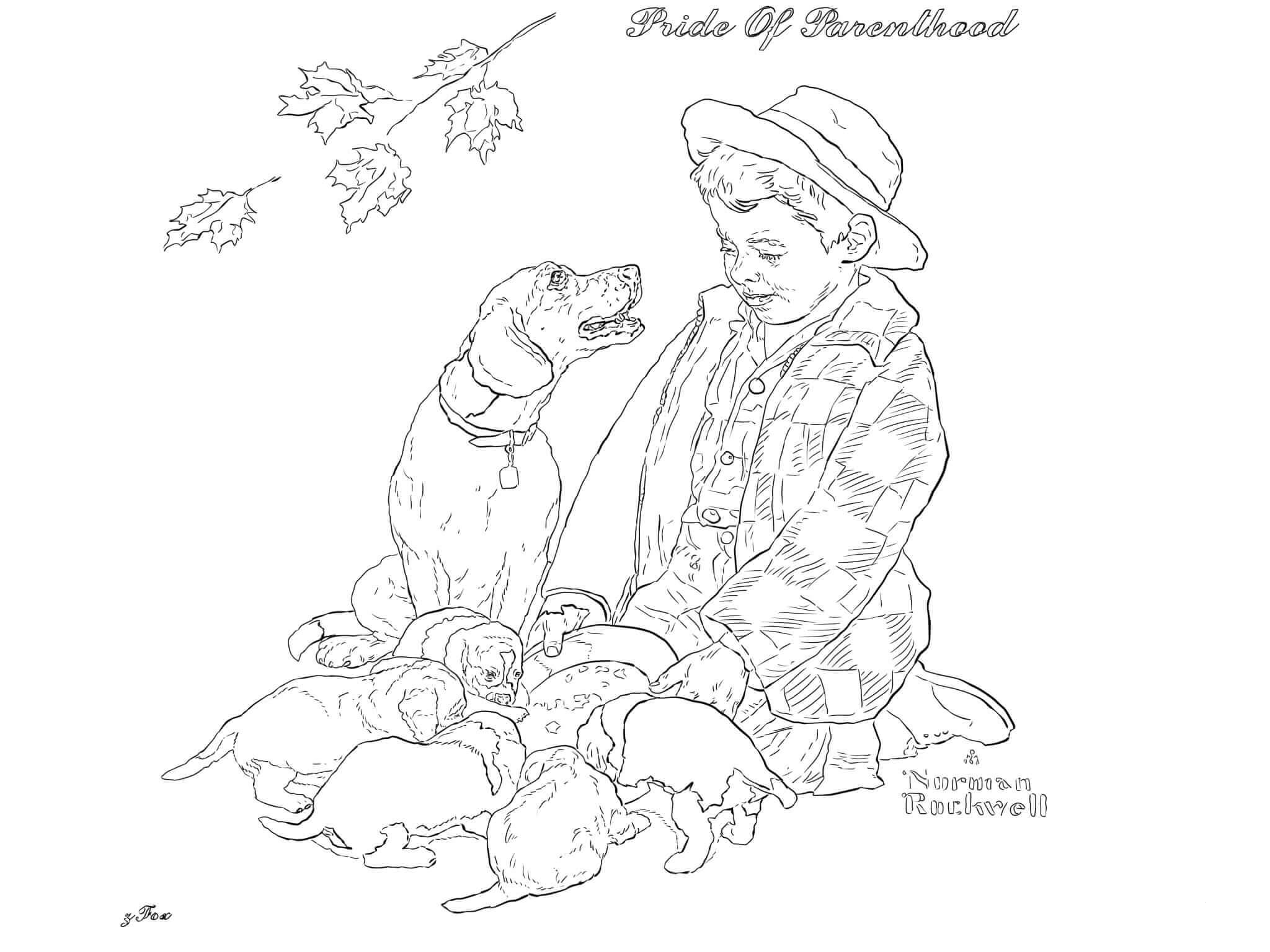 Pride of Parenthood by Norman Rockwell coloring page - ColouringPages