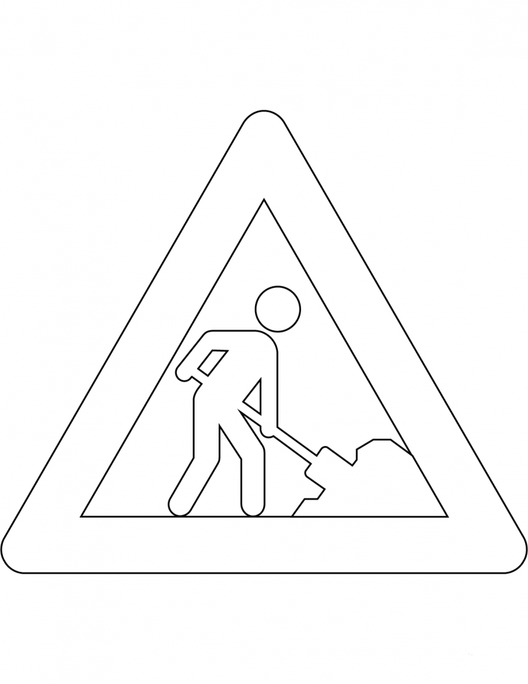 "Roadworks Ahead" Sign in Denmark coloring page - ColouringPages