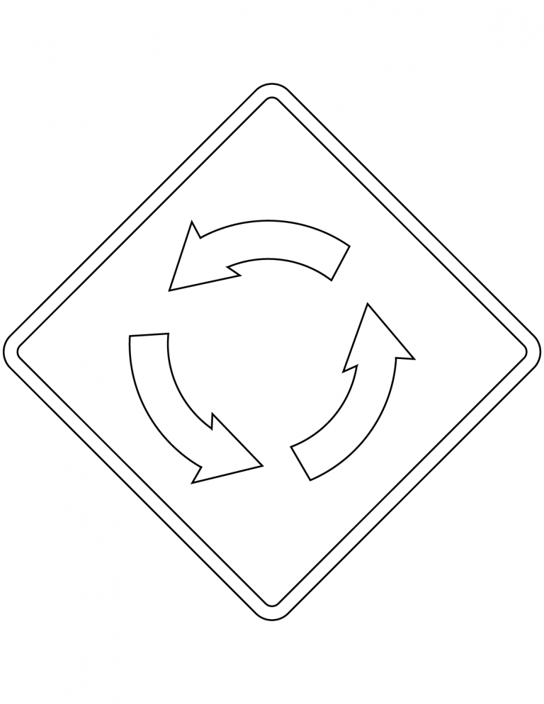 "Roundabout Ahead" Sign in Argentina coloring page - ColouringPages