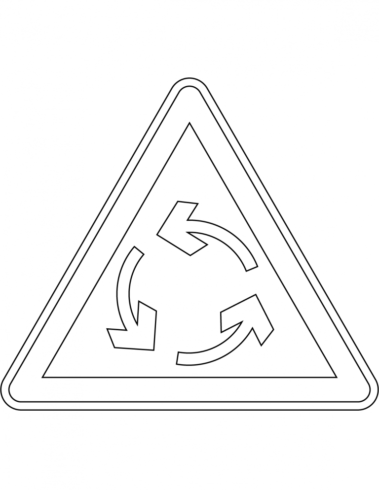 "Roundabout Ahead" Sign in France coloring page - ColouringPages