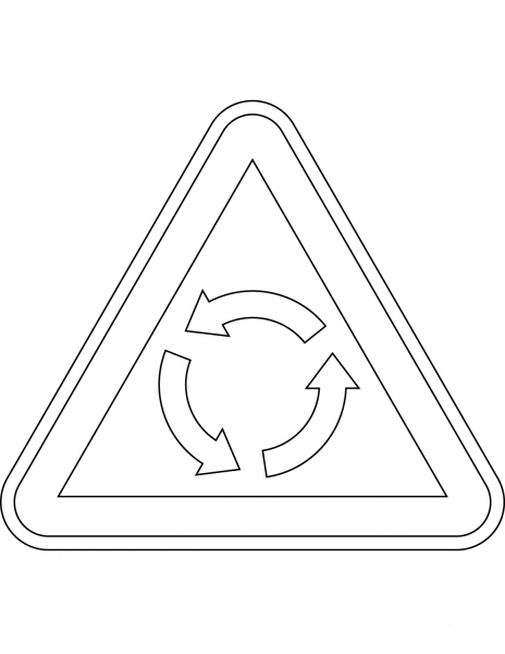 "Roundabout Ahead" Sign in Portugal coloring page - ColouringPages