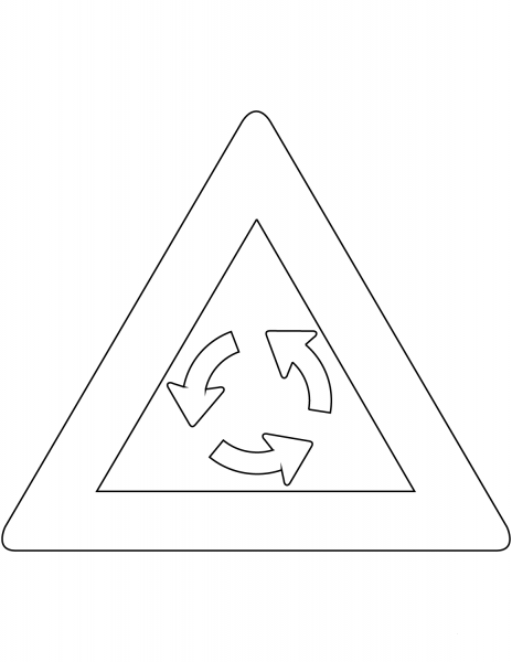"Roundabout Ahead" Sign in the Netherlands coloring page - ColouringPages