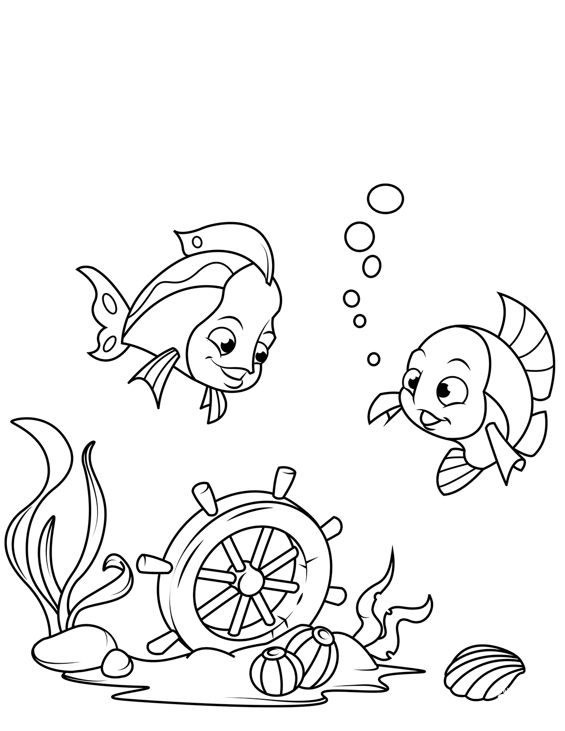 Ship's Wheel on Sea Bottom coloring page - ColouringPages