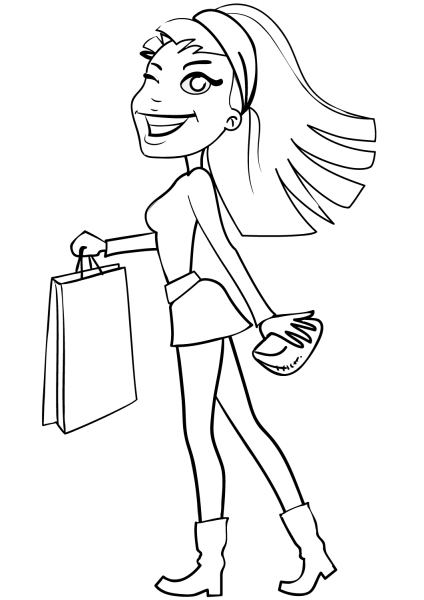 Shopping Girl coloring page - ColouringPages