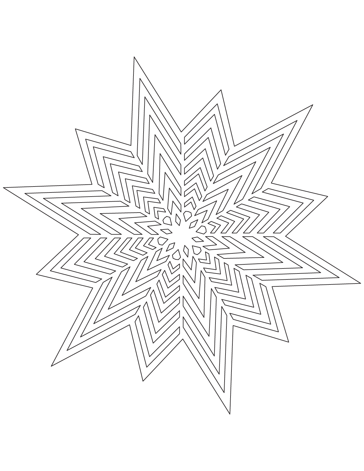 Snowflake with Thin Crystals Pattern coloring page - ColouringPages