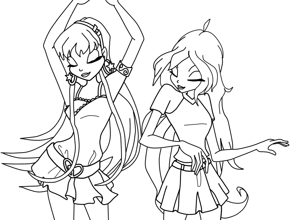 Stella and Bloom Dancing coloring page - ColouringPages