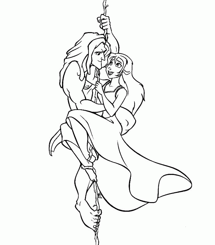 Tarzan and His Love Jane Porter coloring page - ColouringPages
