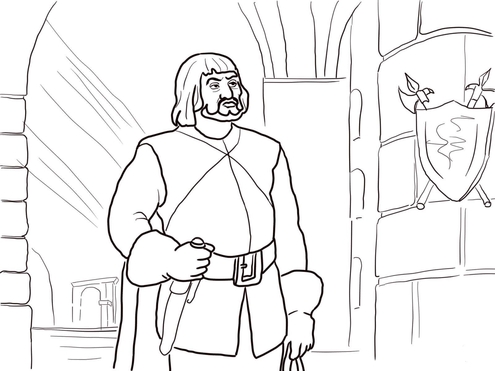 The Queen's Huntsman in the castle coloring page - ColouringPages