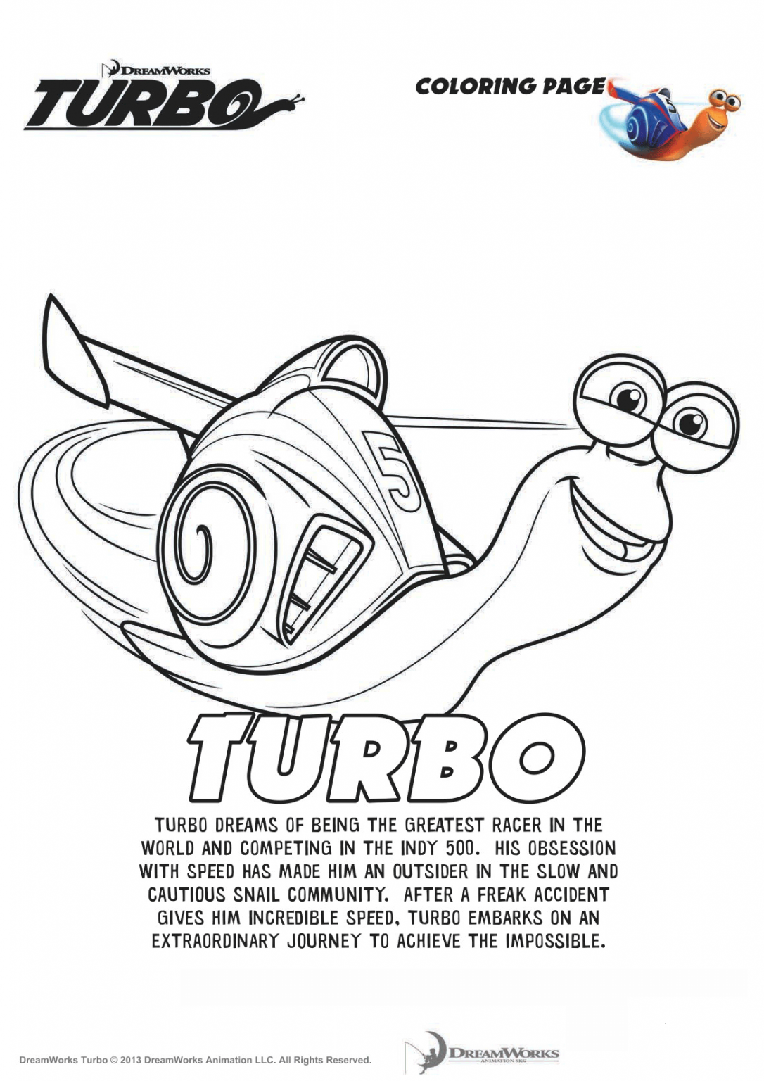 Turbo coloring page - ColouringPages