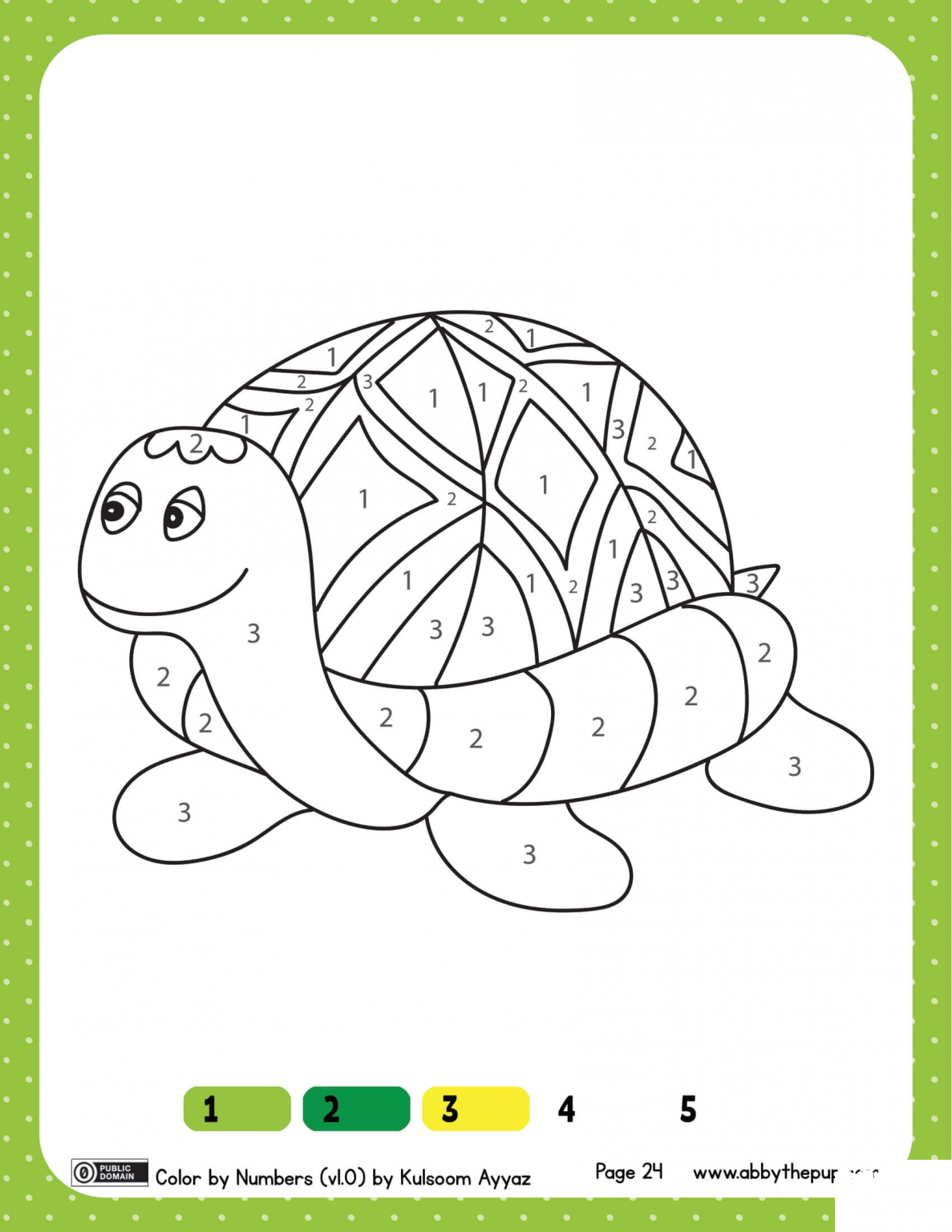 Turtle Color by Numbers 1-3 - ColouringPages