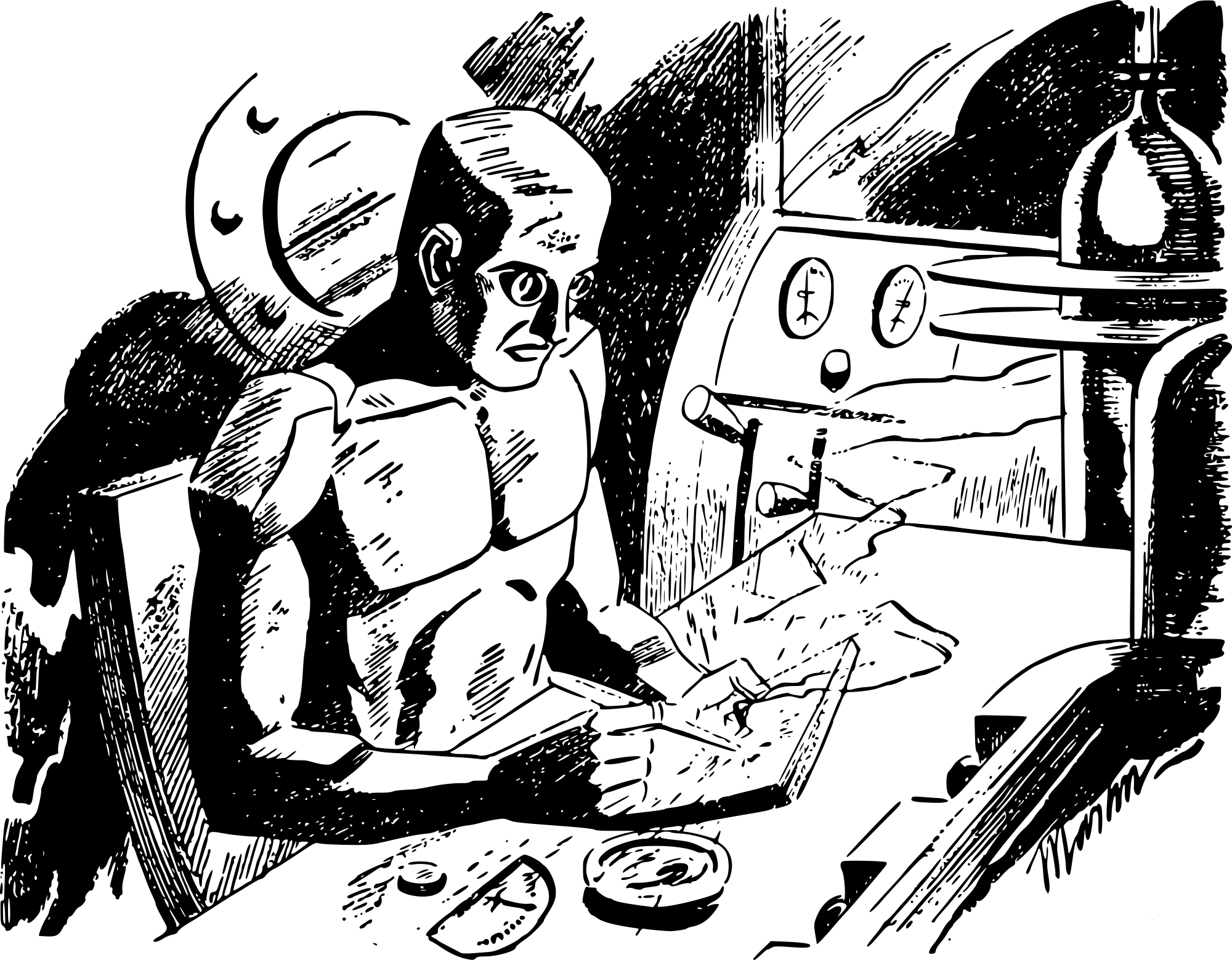 Vintage Alien Writing coloring page - ColouringPages