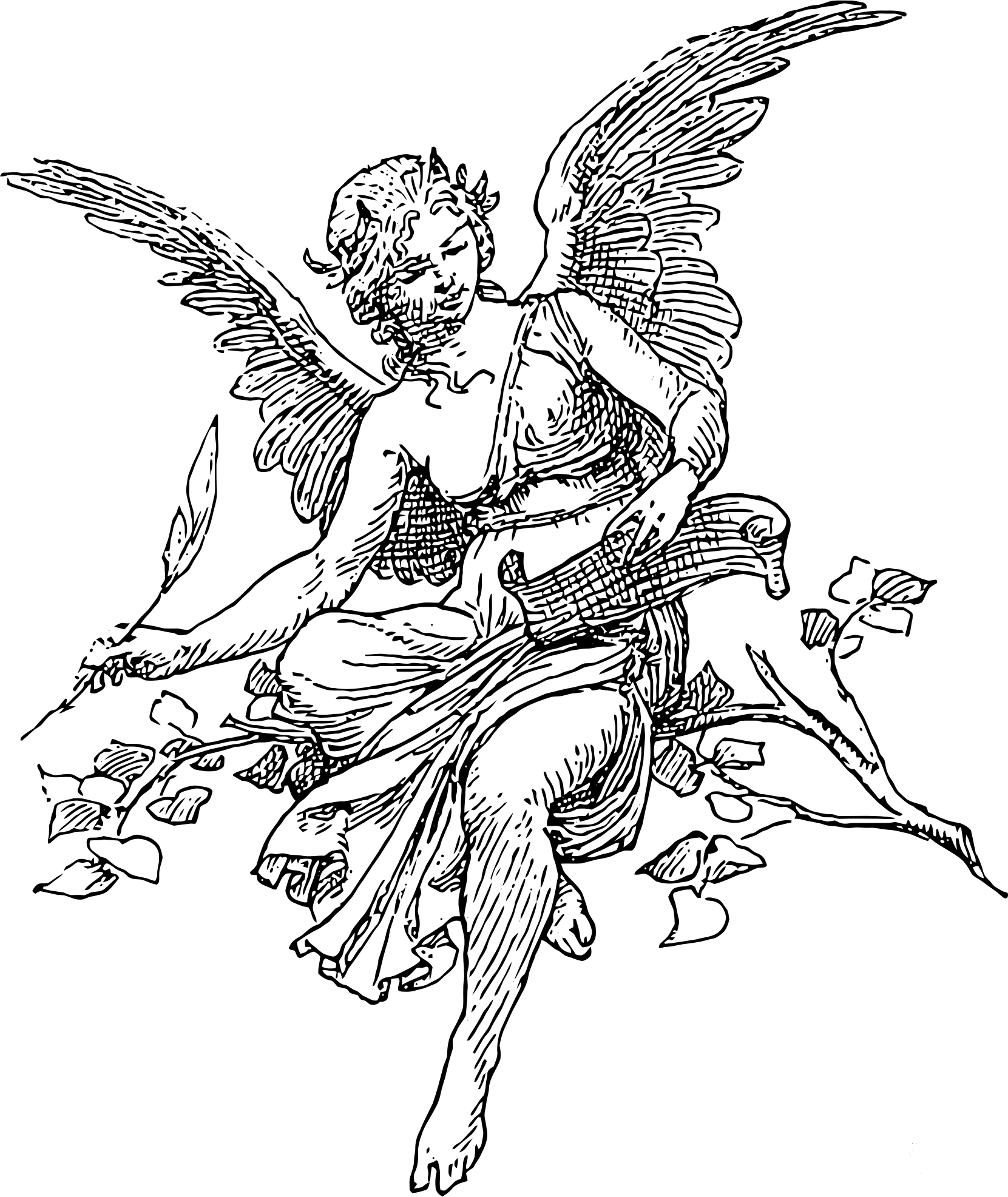 Vintage Angel Writing Scroll coloring page - ColouringPages