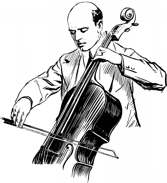 Vintage Bald Cello Player coloring page - ColouringPages