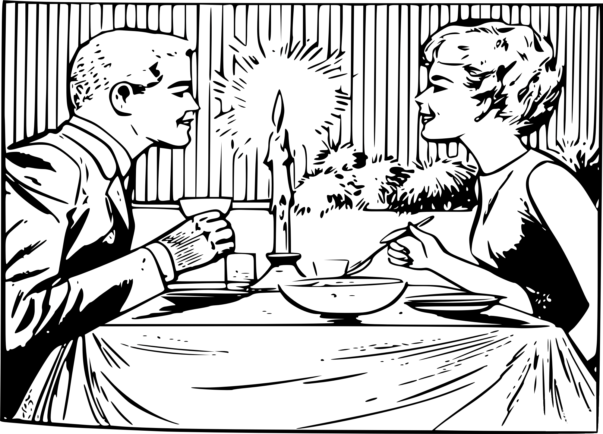Vintage Candle Light Date coloring page - ColouringPages