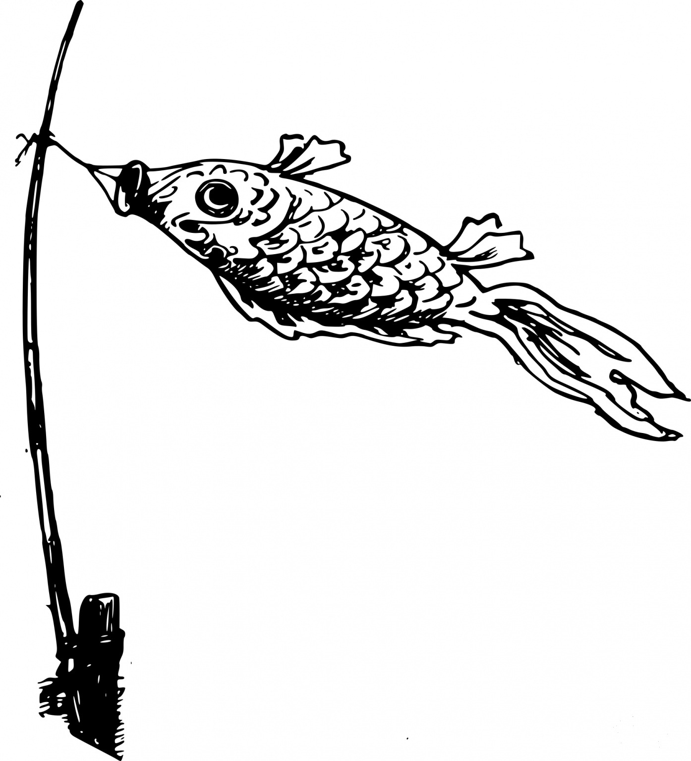 Vintage Carp Streamer coloring page - ColouringPages