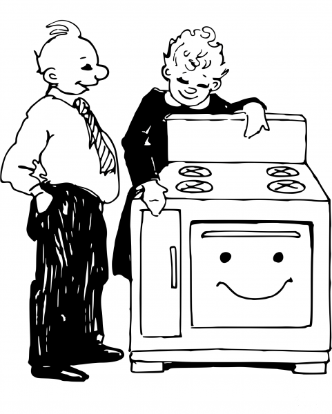 Vintage Choosing a Cooker coloring page - ColouringPages