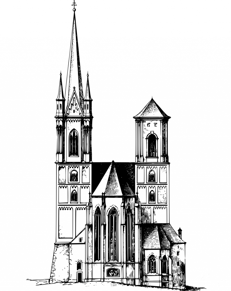 Vintage Church coloring page - ColouringPages