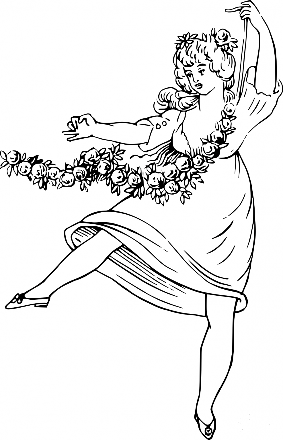 Vintage Comic Character - Dancing Nymph coloring page - ColouringPages