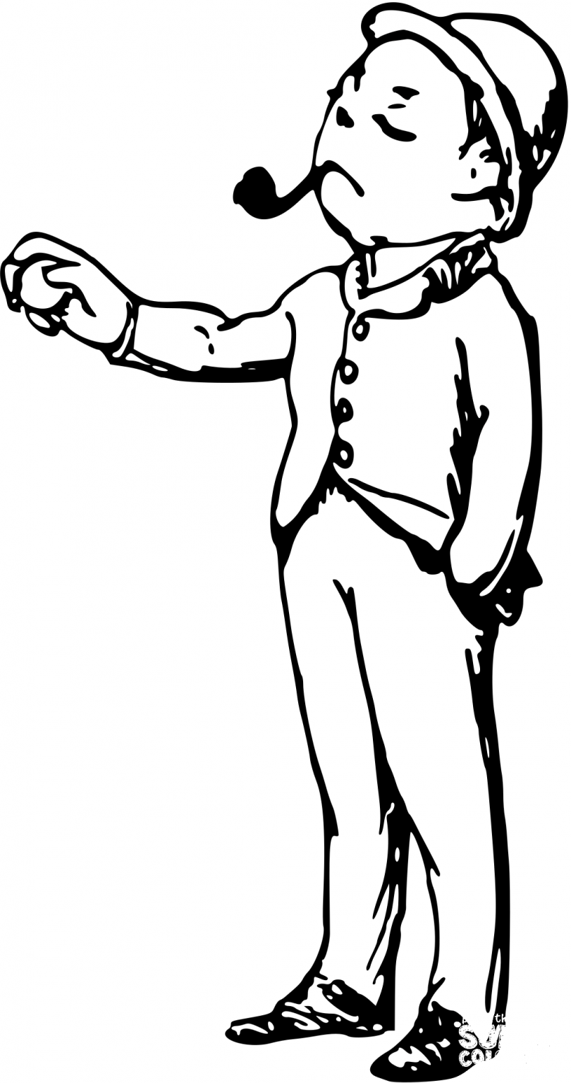 Vintage Comic Character - Man with a Smoking Pipe coloring page ...