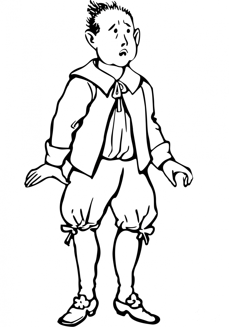 Vintage Comic Character - Surprised Boy coloring page - ColouringPages