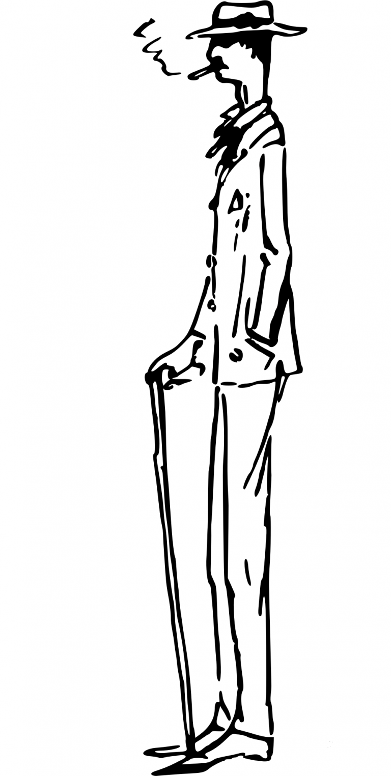 Vintage Comic Character - Tall Gentleman with a Stick coloring page ...
