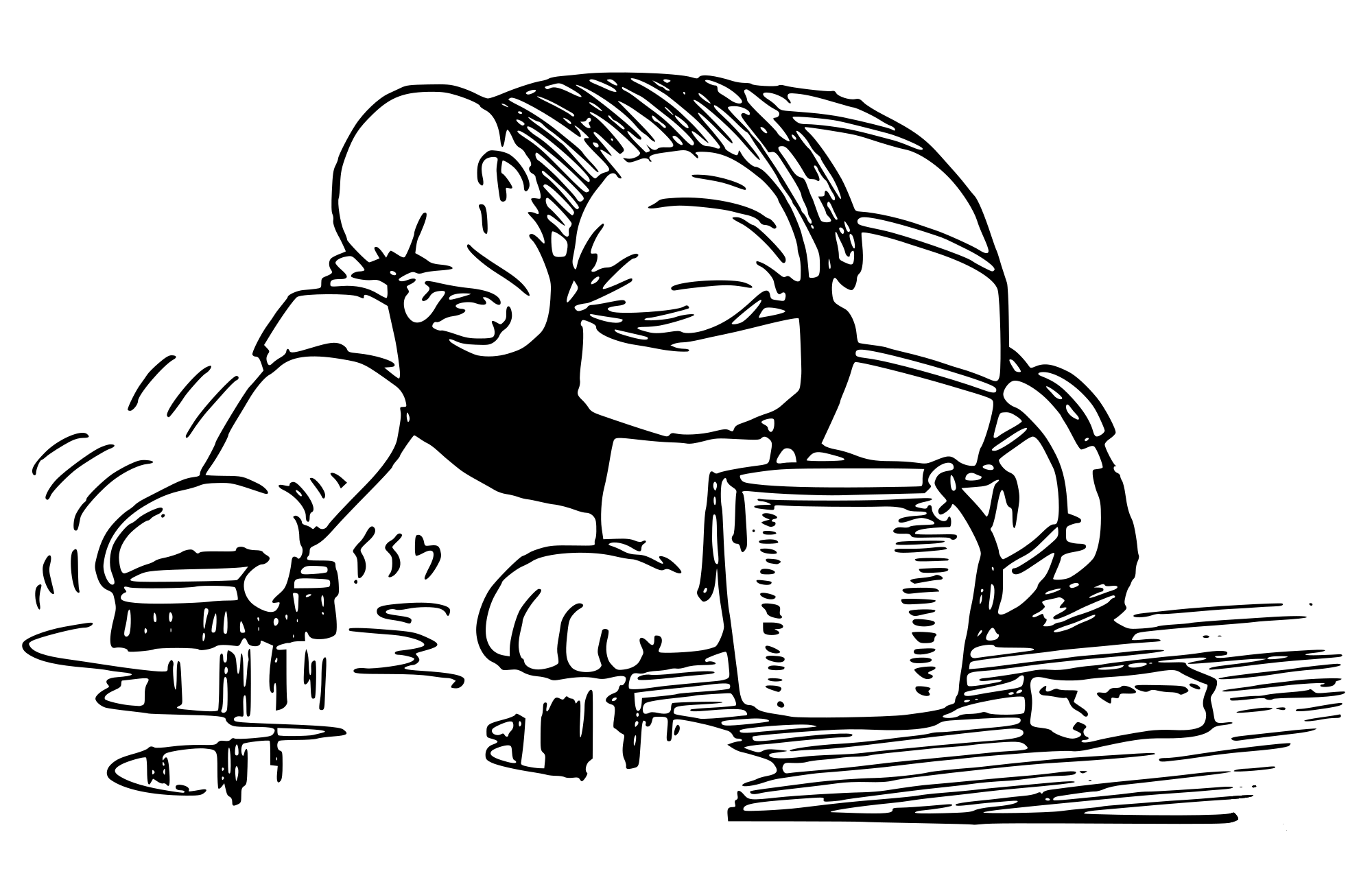 Vintage Floor Cleaning Man coloring page - ColouringPages