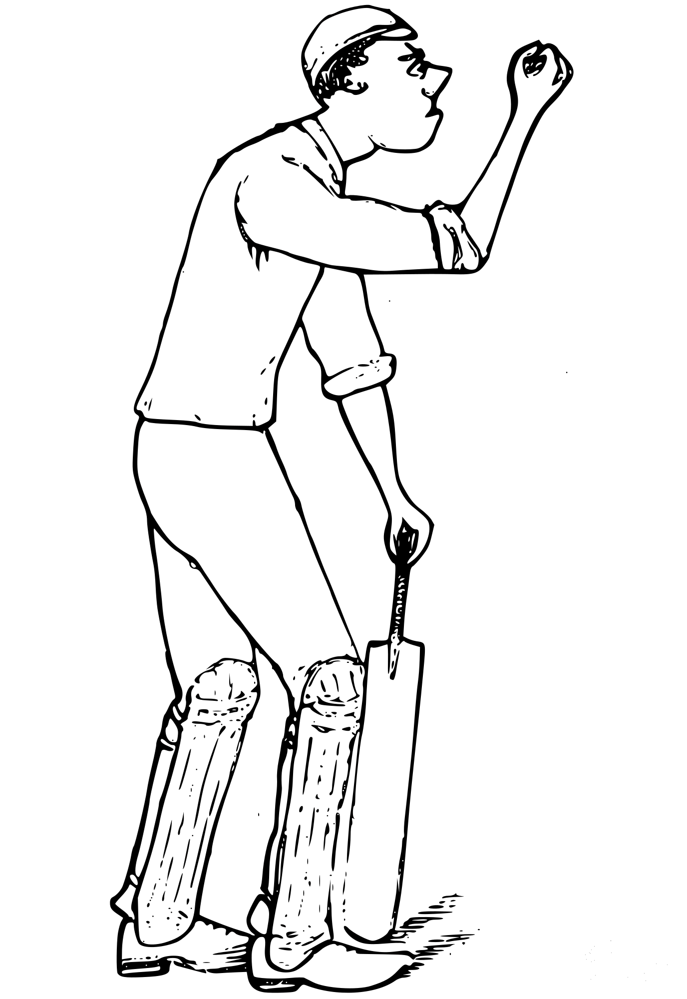 Vintage Grumpy Cricketer coloring page - ColouringPages
