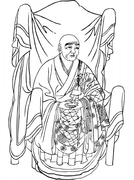 Vintage Japanese Buddhist Monk coloring page - ColouringPages