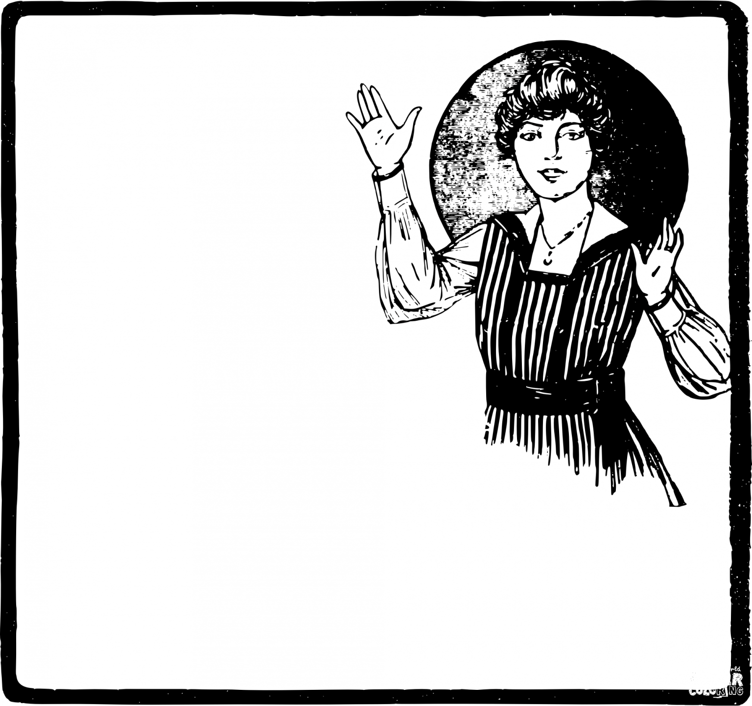 Vintage Lady Box Frame coloring page - ColouringPages