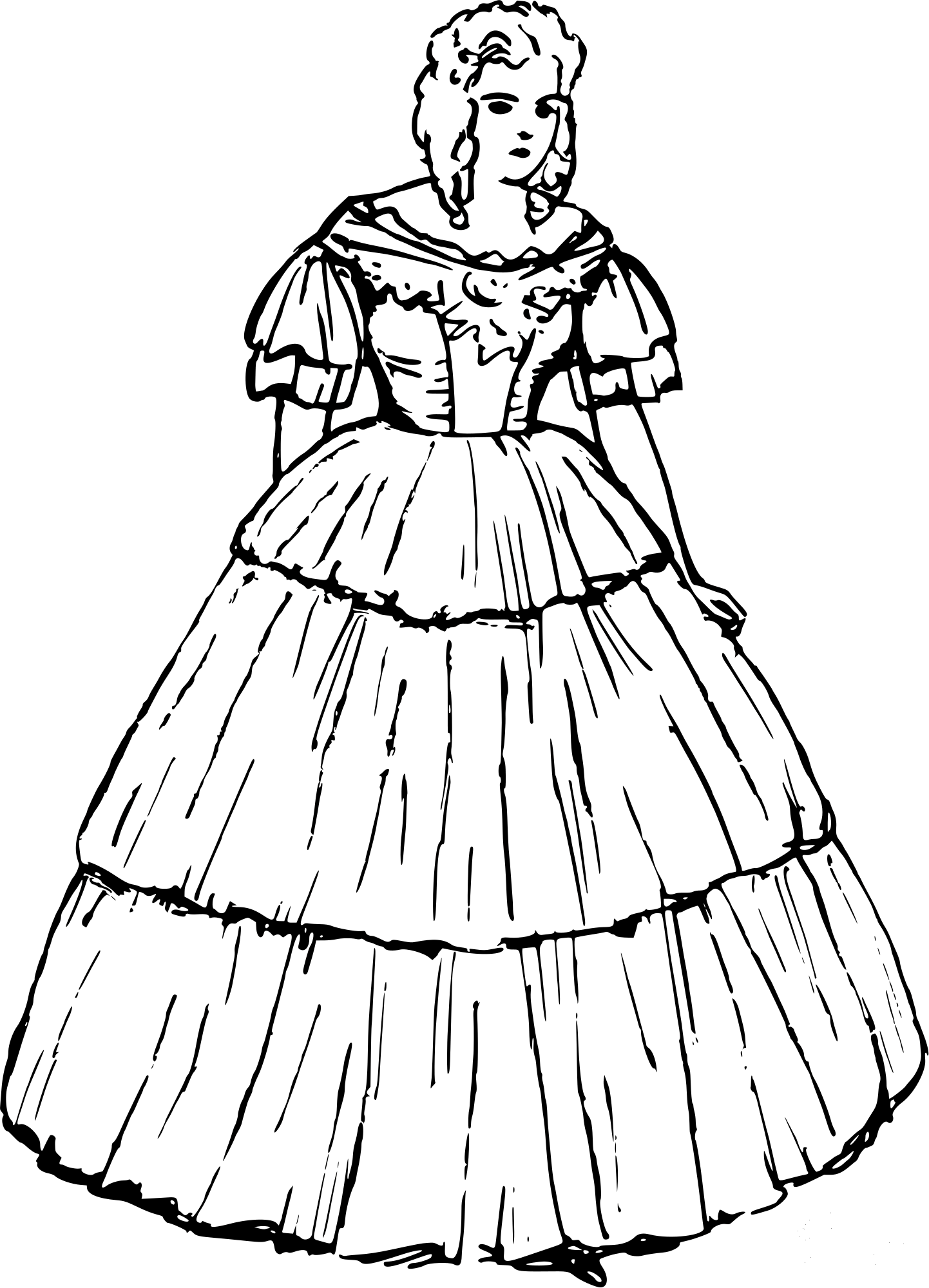Vintage Lady in Dress coloring page - ColouringPages