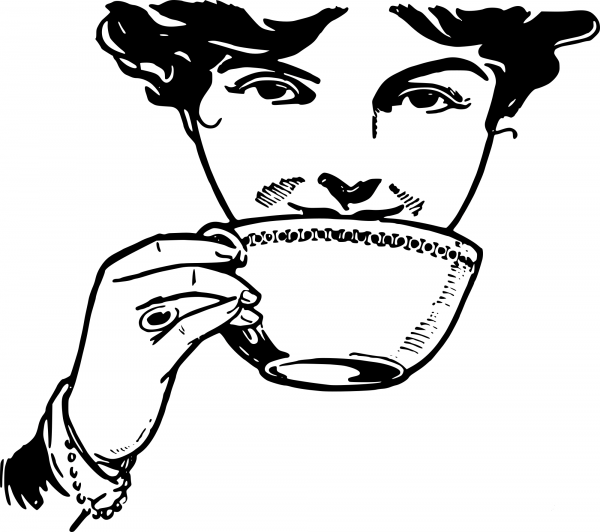Vintage Lady Sips a Cup coloring page - ColouringPages