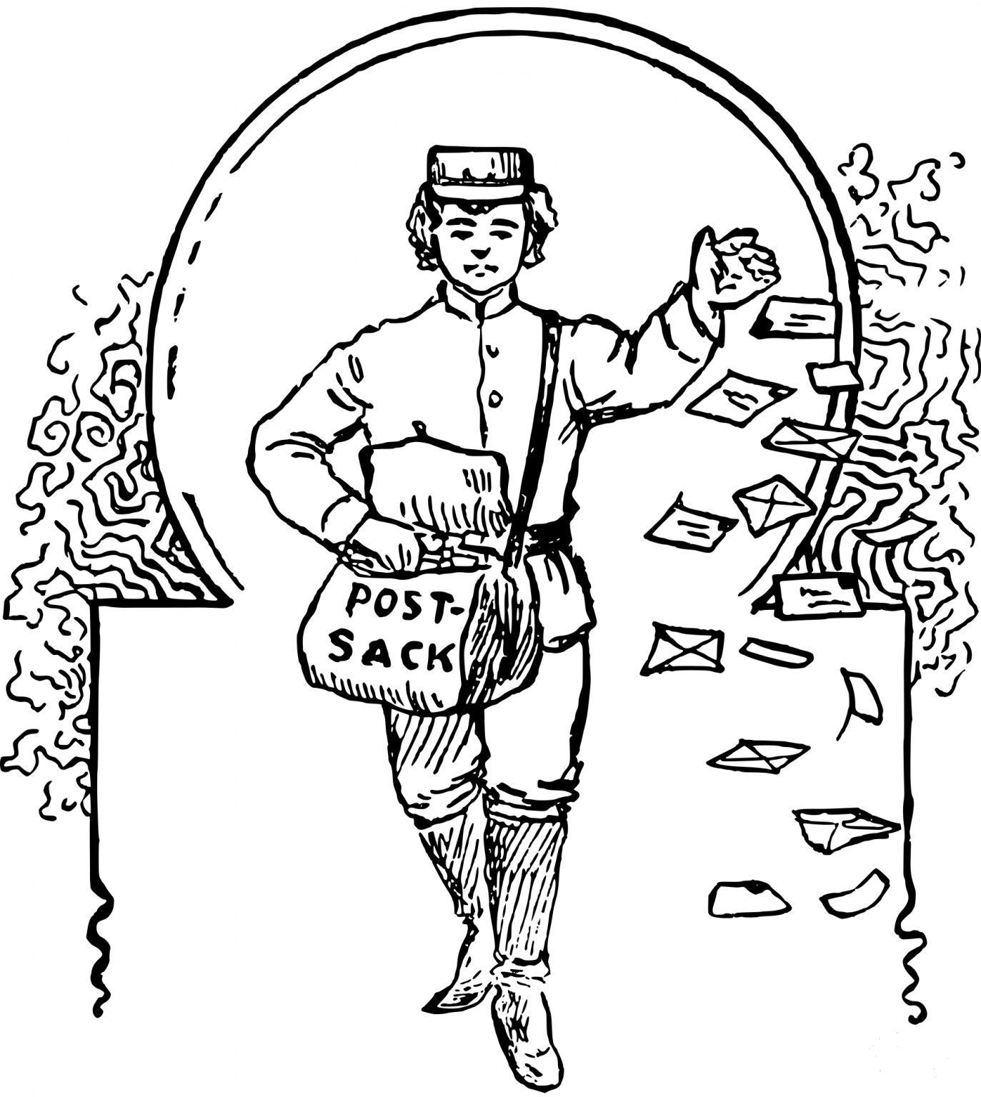 Vintage Mail Delivery Man coloring page - ColouringPages
