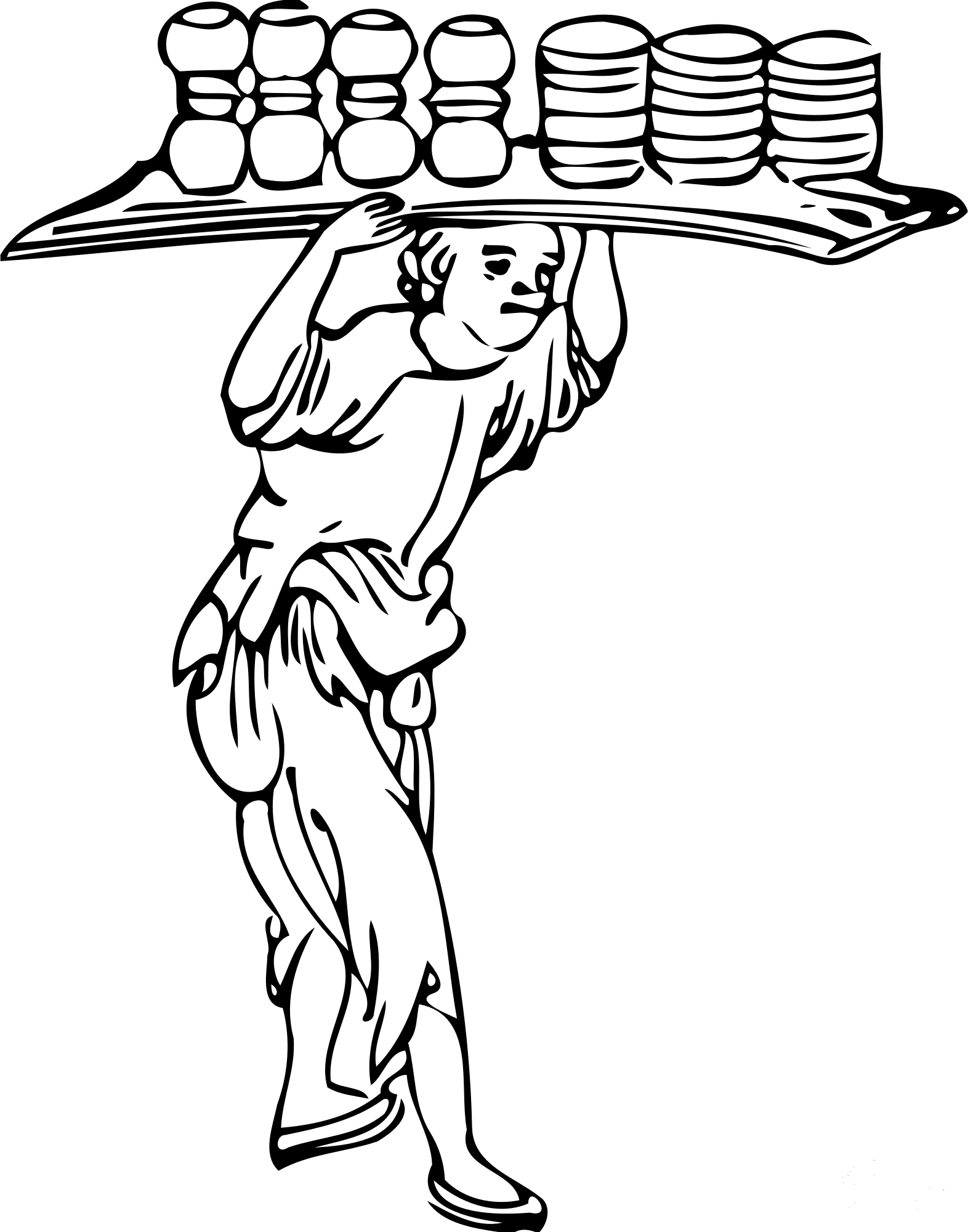 Vintage Man Carrying Pottery coloring page - ColouringPages