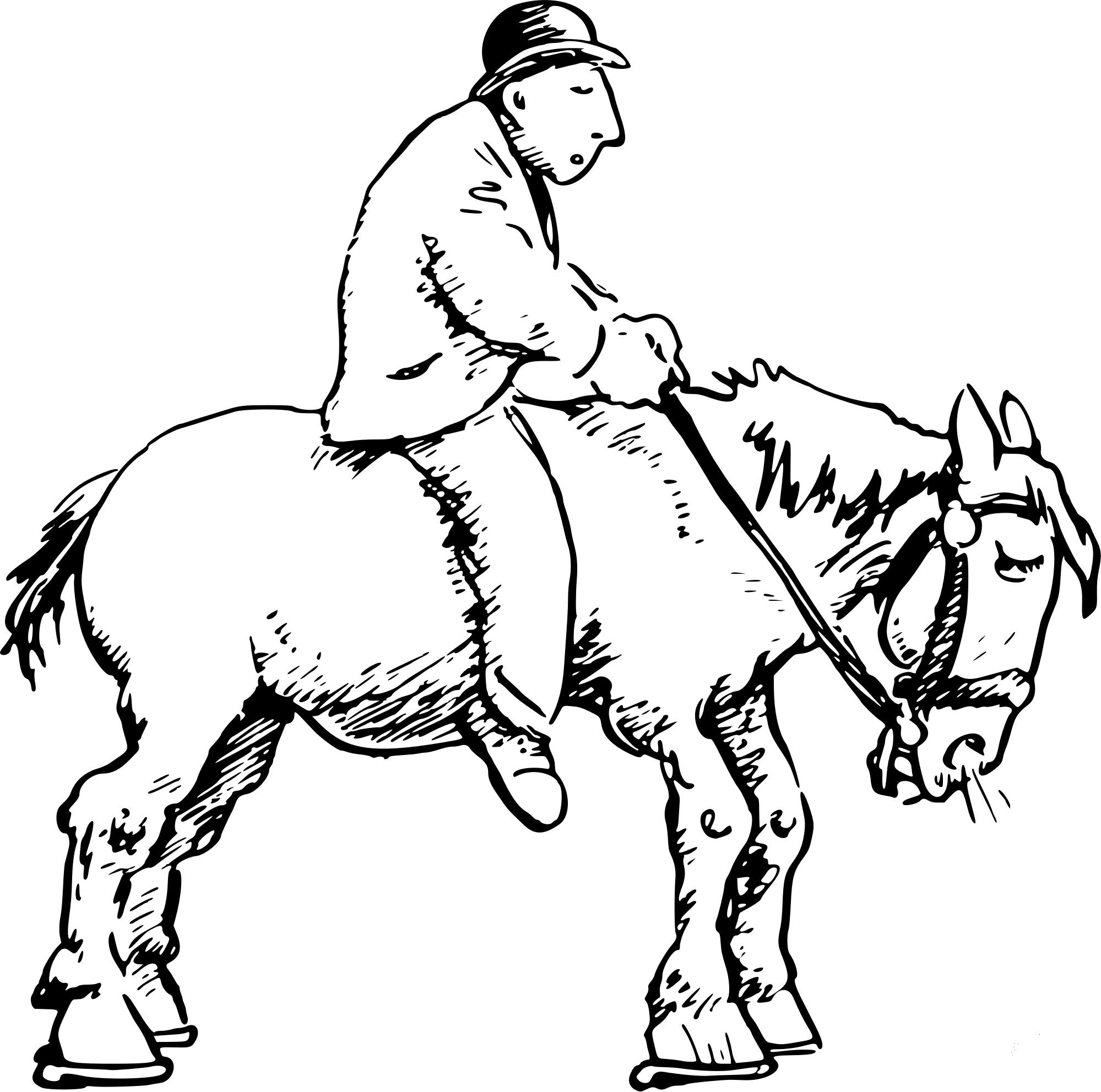 Vintage Man on Old Nag coloring page - ColouringPages