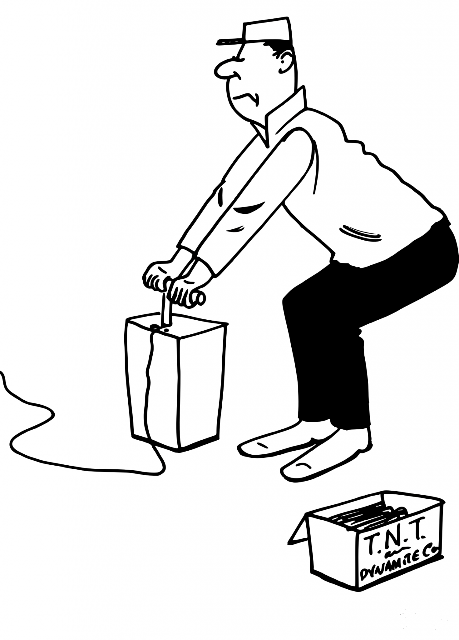 Vintage Man with Dynamite coloring page - ColouringPages