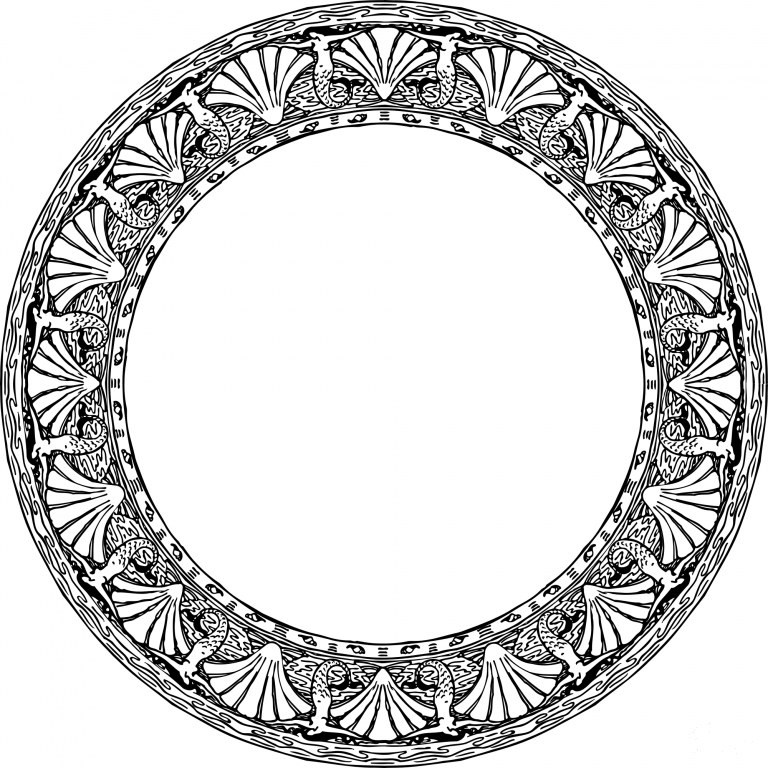 Vintage Mermaid Frame Circle coloring page - ColouringPages