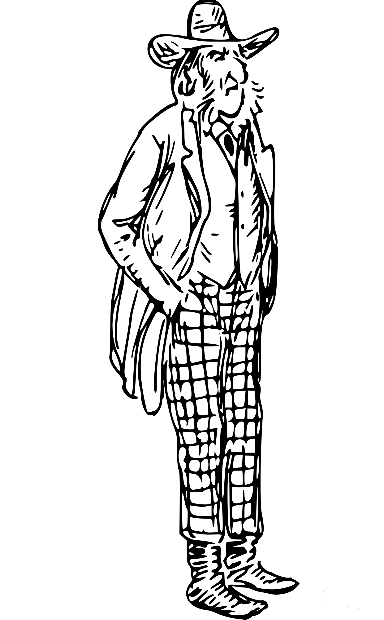 Vintage Old Man with Hands in Pockets coloring page - ColouringPages