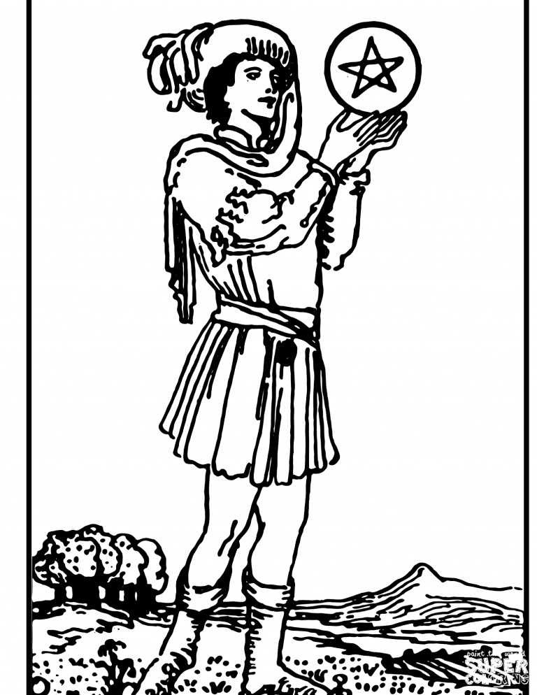 Vintage Page of Pentacles coloring page - ColouringPages