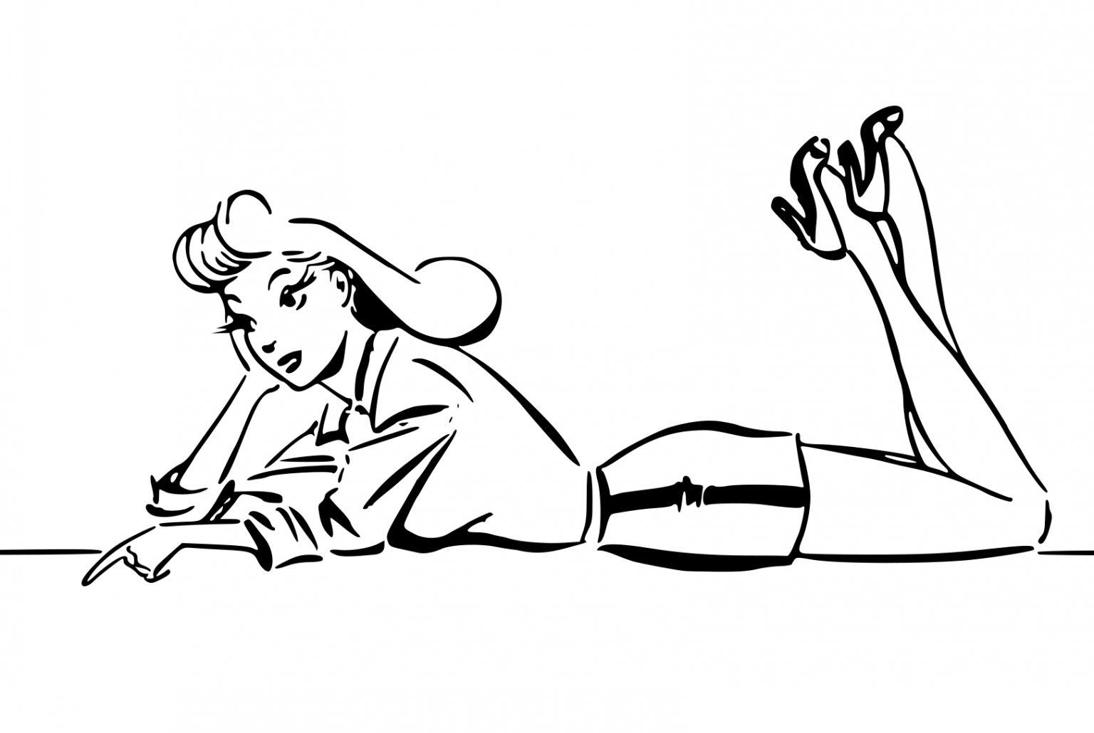 Vintage Pointing Girl coloring page - ColouringPages