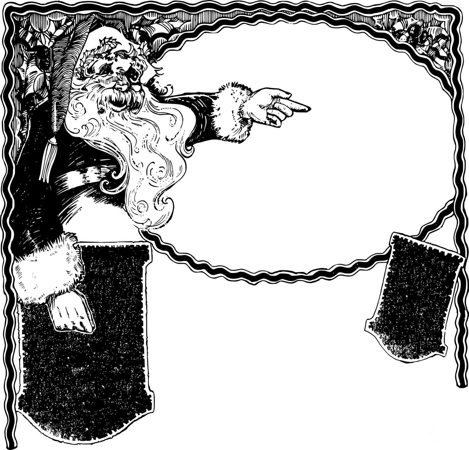 Vintage Retro Santa Frame coloring page - ColouringPages