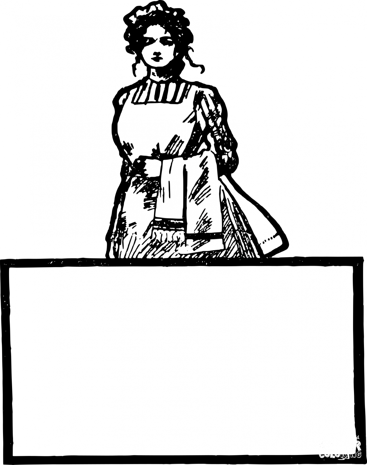 Vintage Stern Maid Frame coloring page - ColouringPages