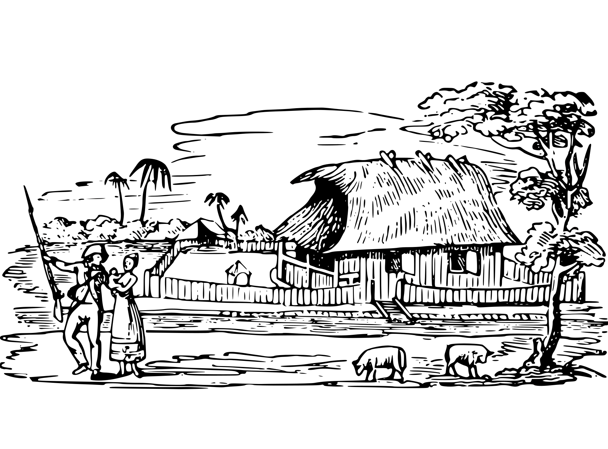 Vintage Tropical Hut coloring page - ColouringPages