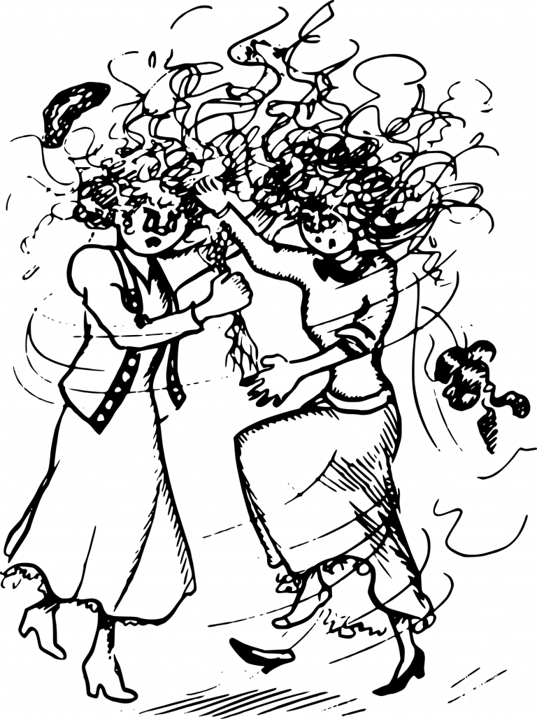 Vintage Two Girls Fight coloring page - ColouringPages